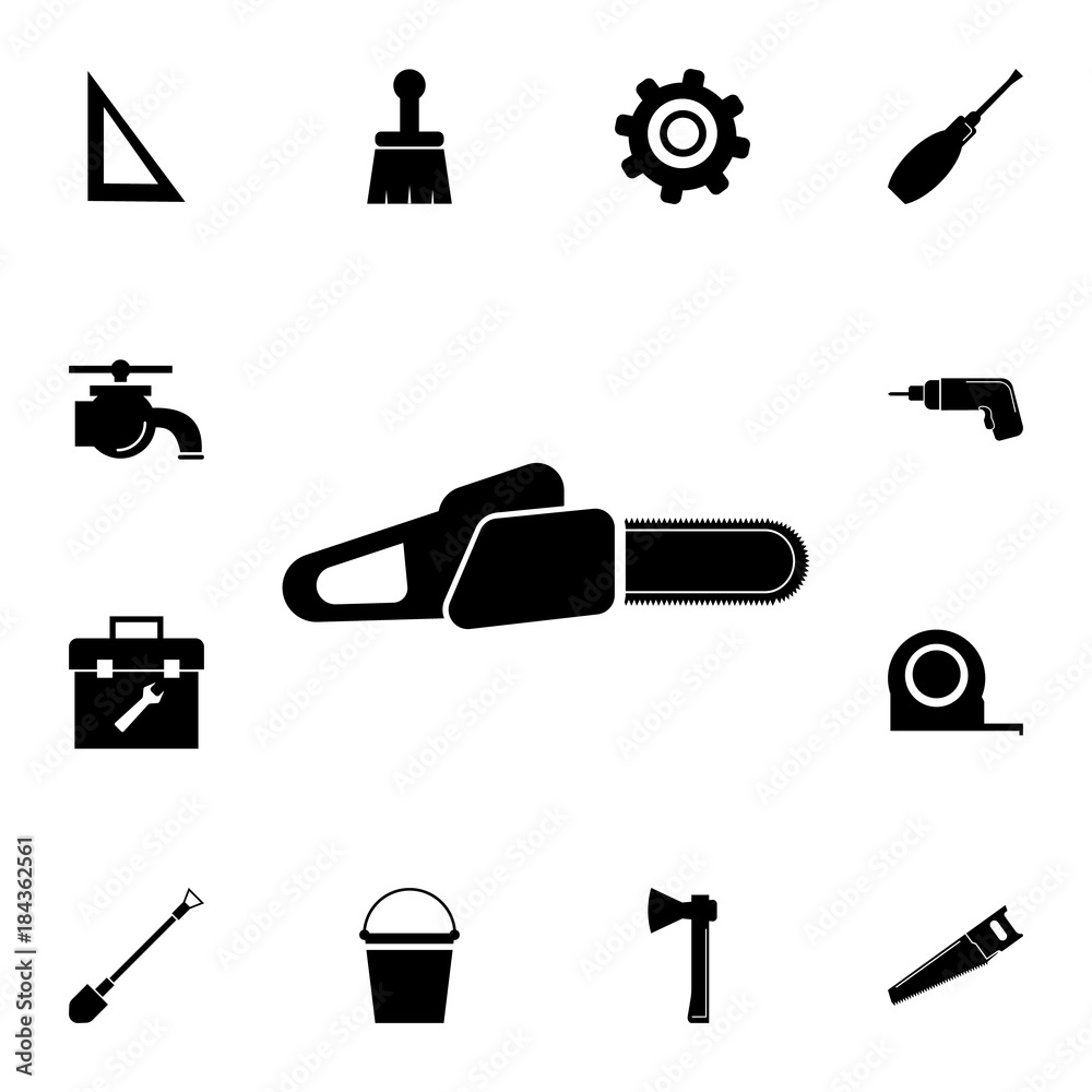 Chain saw icon. Set of construction tools icons. Web Icons Premium ...