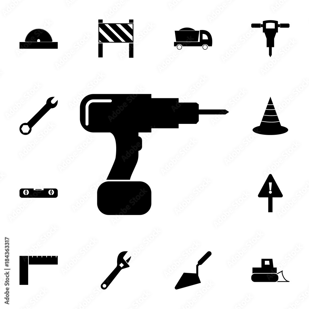 Drill icon. Set of construction tools icons. Web Icons Premium quality ...