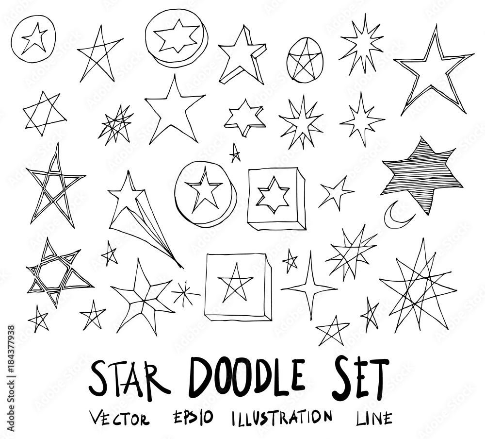Set of Star illustration Hand drawn doodle Sketch line vector eps10 ...