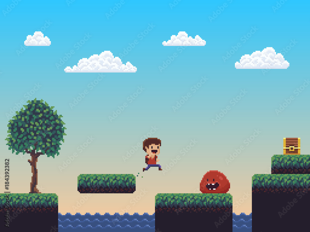 Pixel Art Scene Stock Vector | Adobe Stock