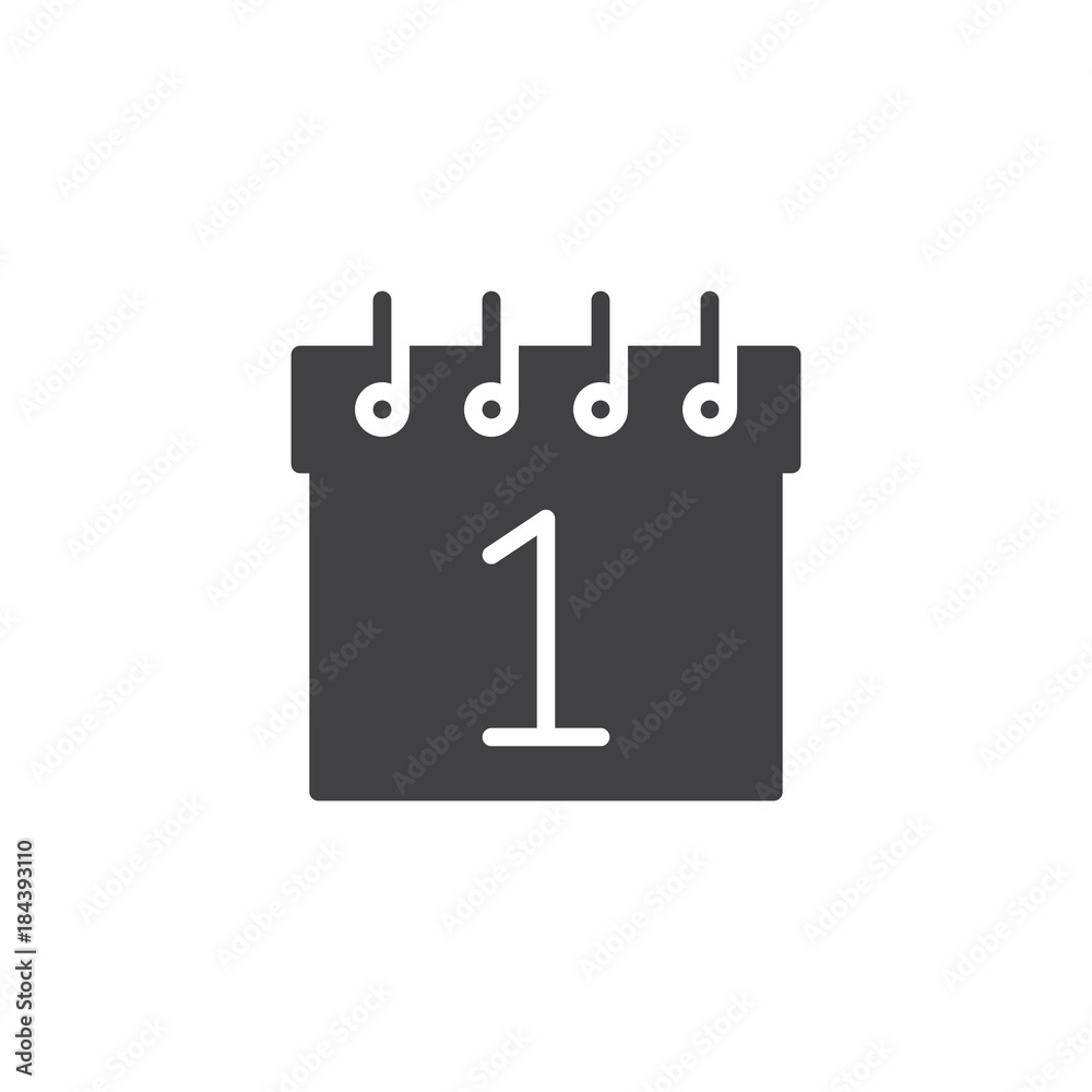 1 january calendar date icon vector, filled flat sign, solid pictogram ...