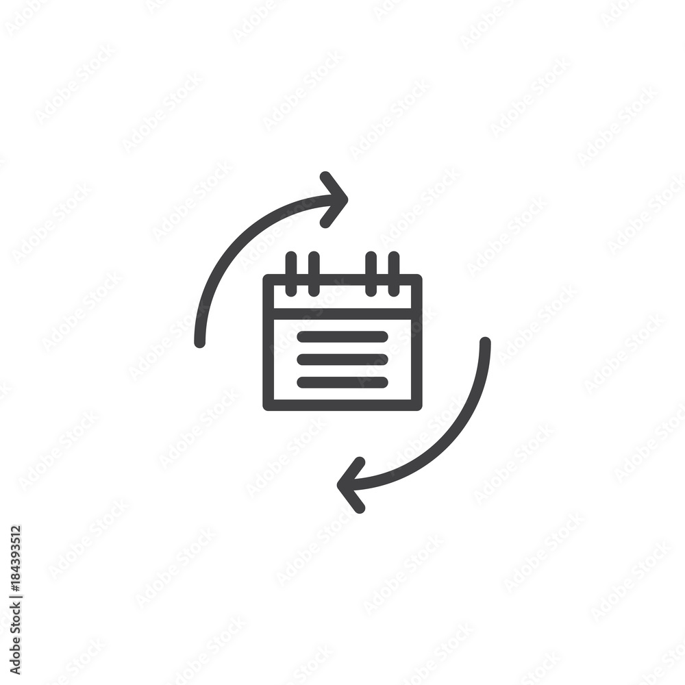 Refresh update calendar line icon, outline vector sign, linear style ...