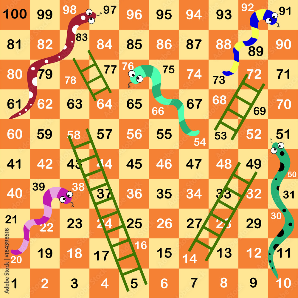 Ladder snakes game,Funny frame for children Stock Vector | Adobe Stock