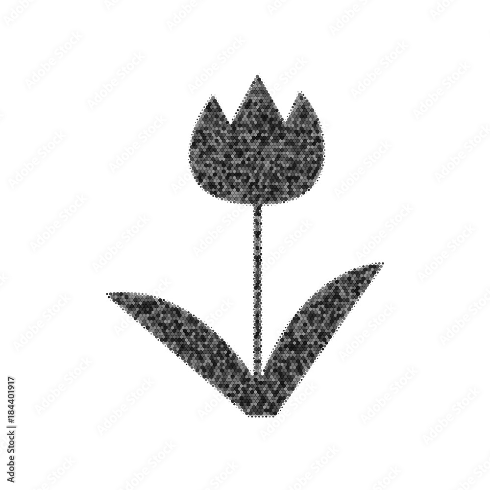 Tulip sign. Vector. Black icon from many ovelapping circles with random ...