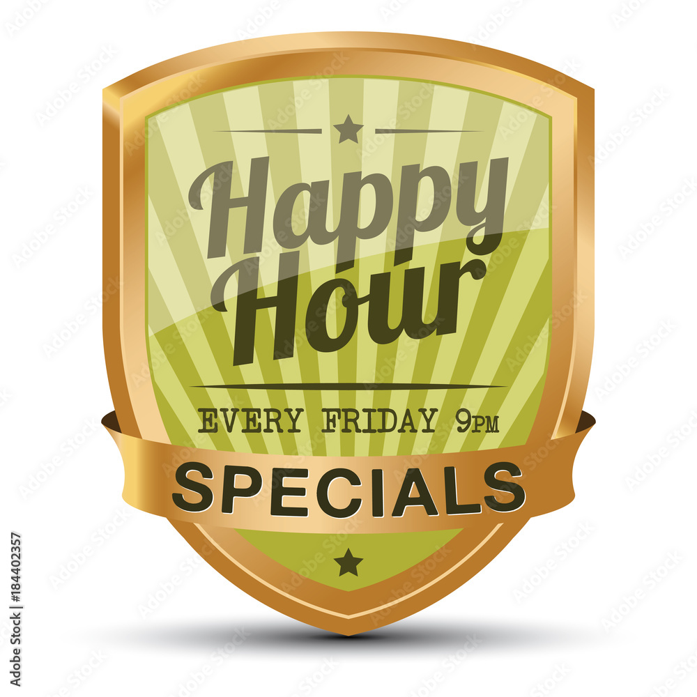 Happy Hour Badge Stock Vector | Adobe Stock