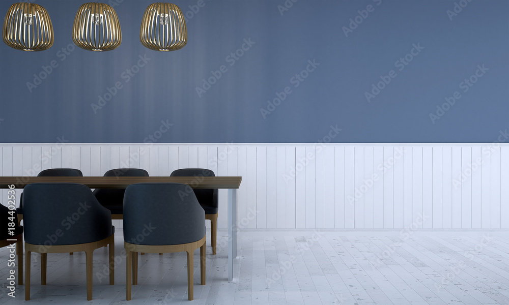 3D rendering inteior design of dining room and dining table and wood ...