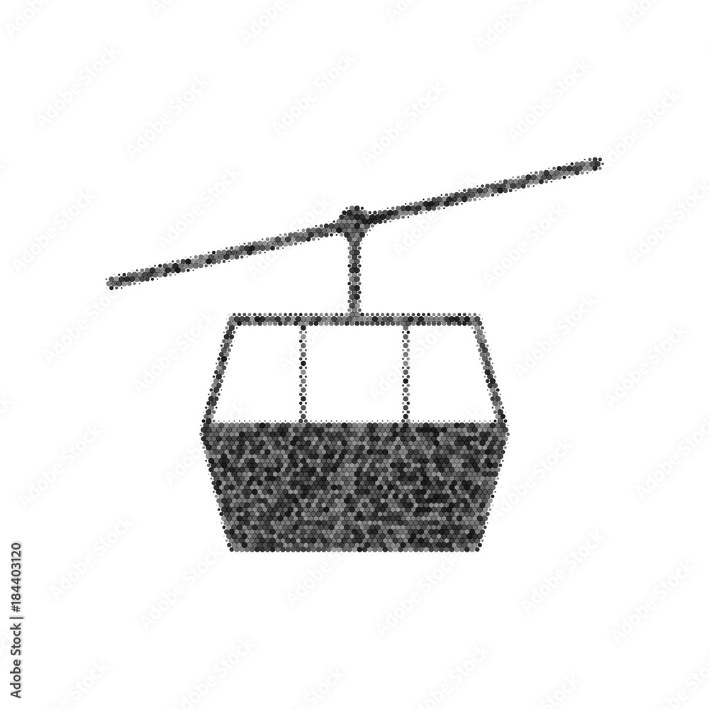 Funicular, Cable car sign. Vector. Black icon from many ovelapping ...