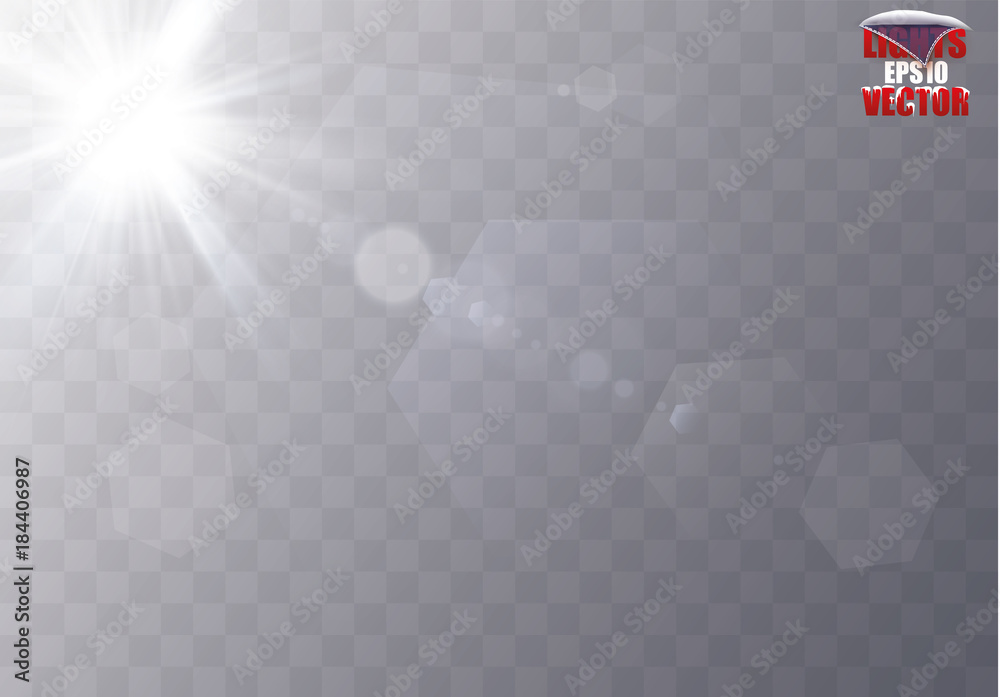Vector transparent sunlight special lens flare light effect. Sun flash ...