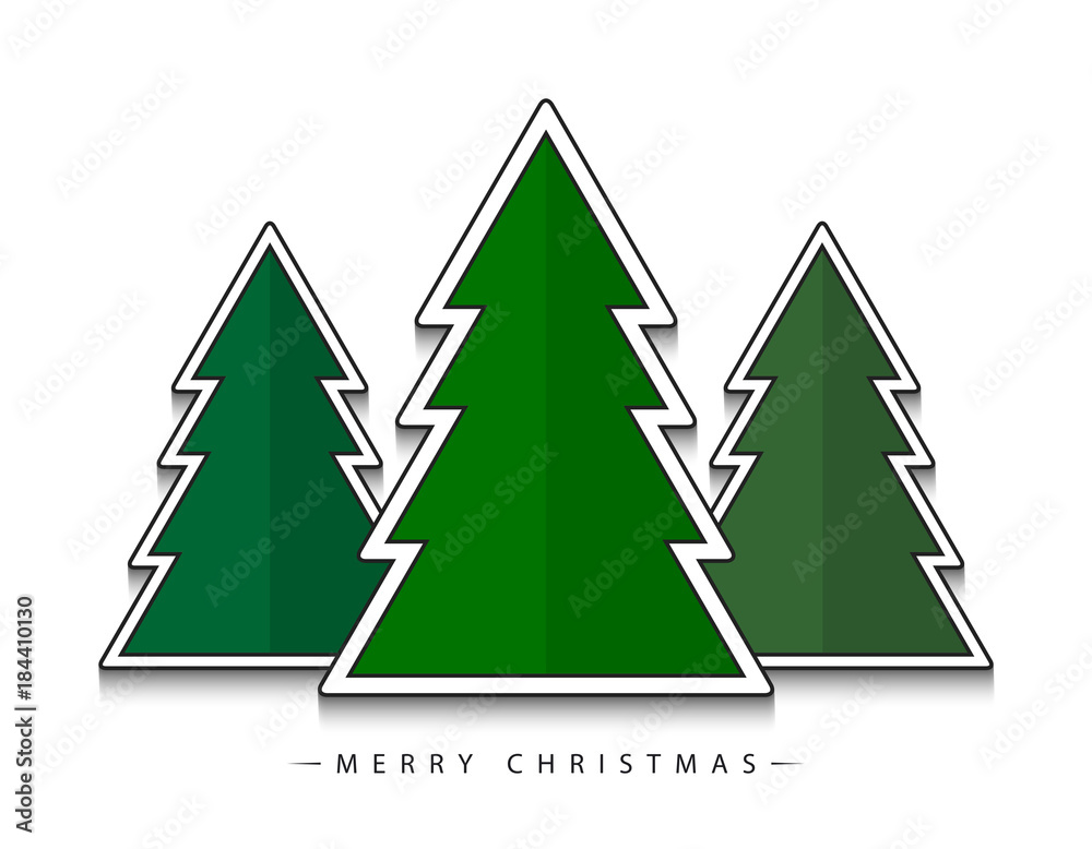 Merry Christmas! Vector abstract geometric green Christmas trees with ...