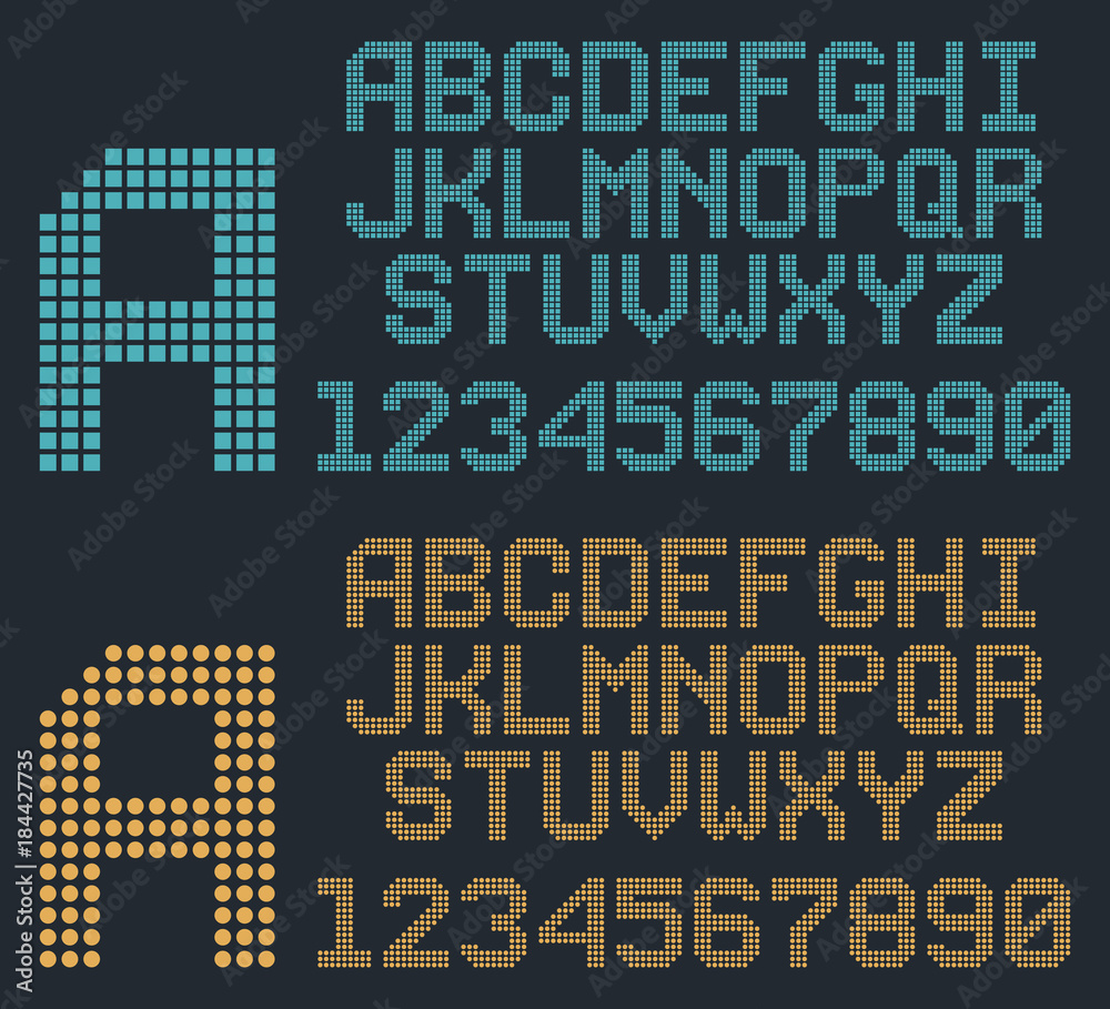 retro pixel font, dot type Stock Vector | Adobe Stock