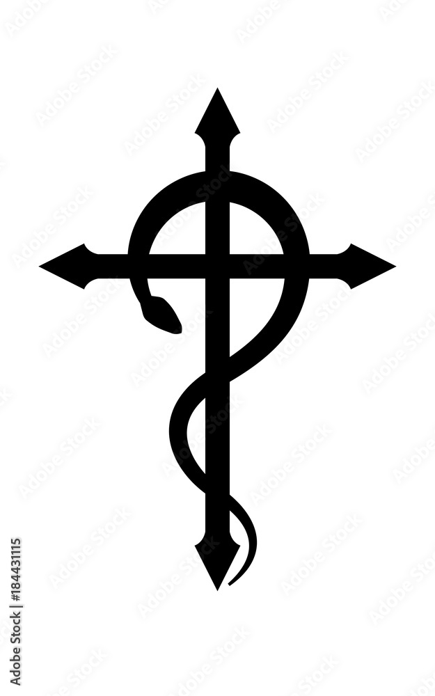 CRUX SERPENTINES (The Serpent Cross). Mystical sign and Occult symbol ...
