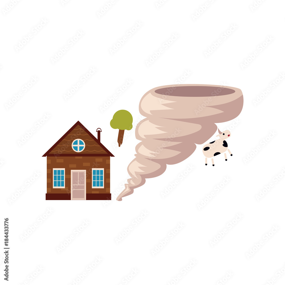 Cottage house in danger of being destroyed by storm, hurricane, tornado ...