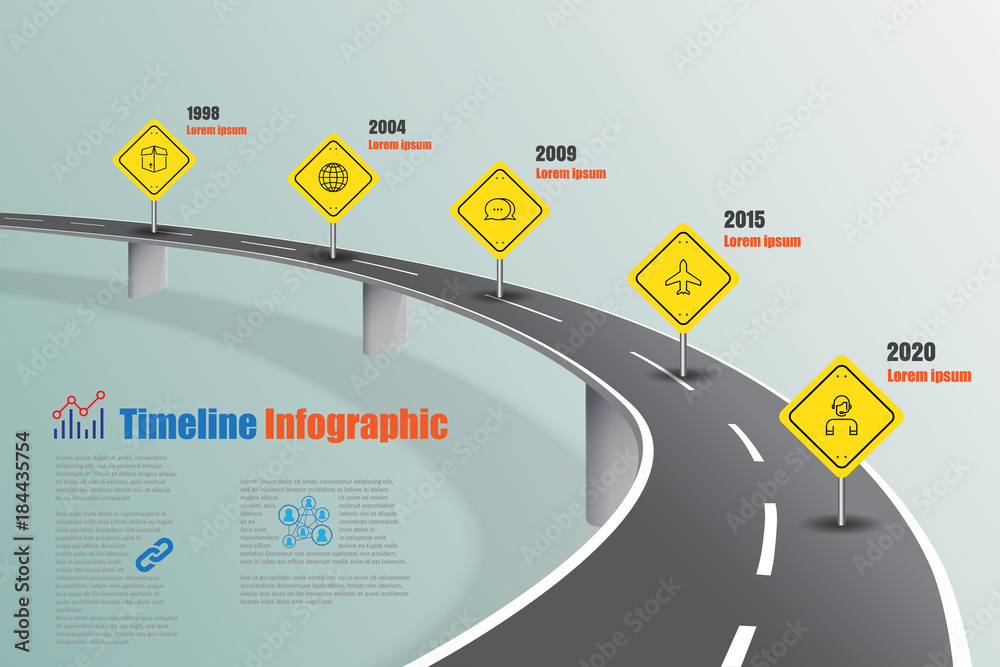 Business road map timeline infographic expressway concepts designed for ...