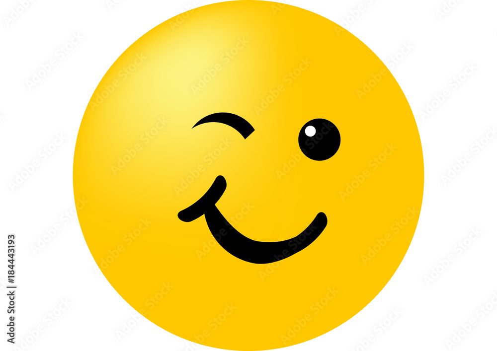 wink smiley emoji emoticon Stock Illustration | Adobe Stock