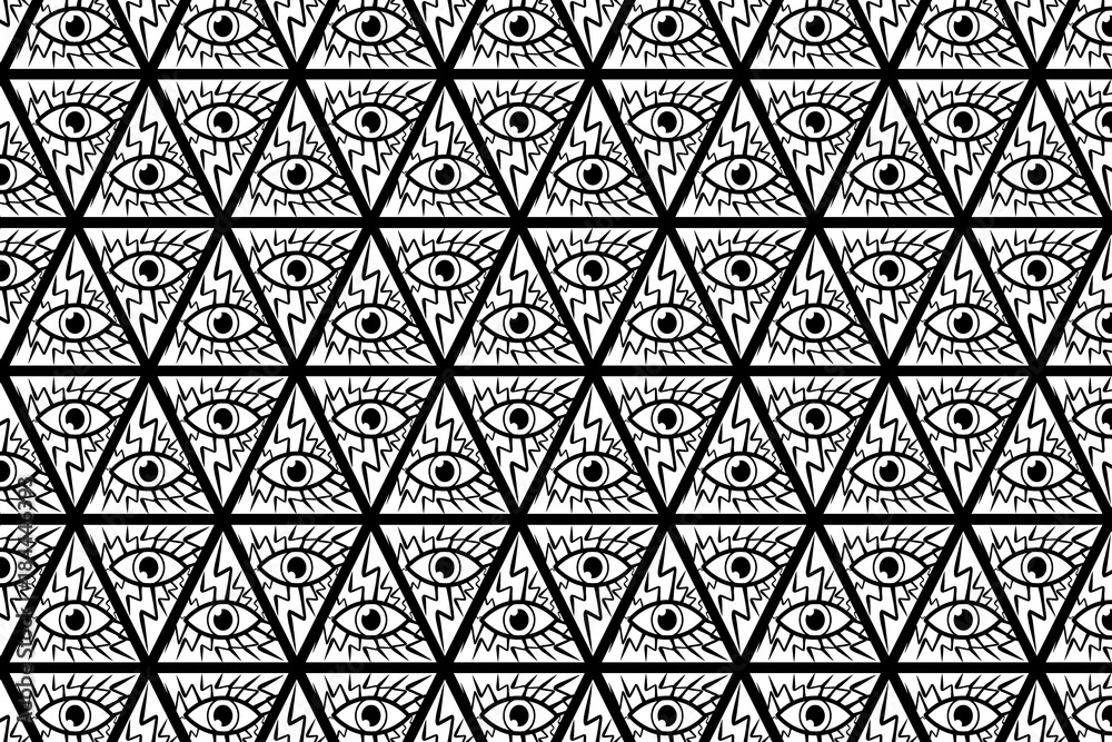 All Seeing Eye of God - black and white - vector pattern, Mason symbols ...