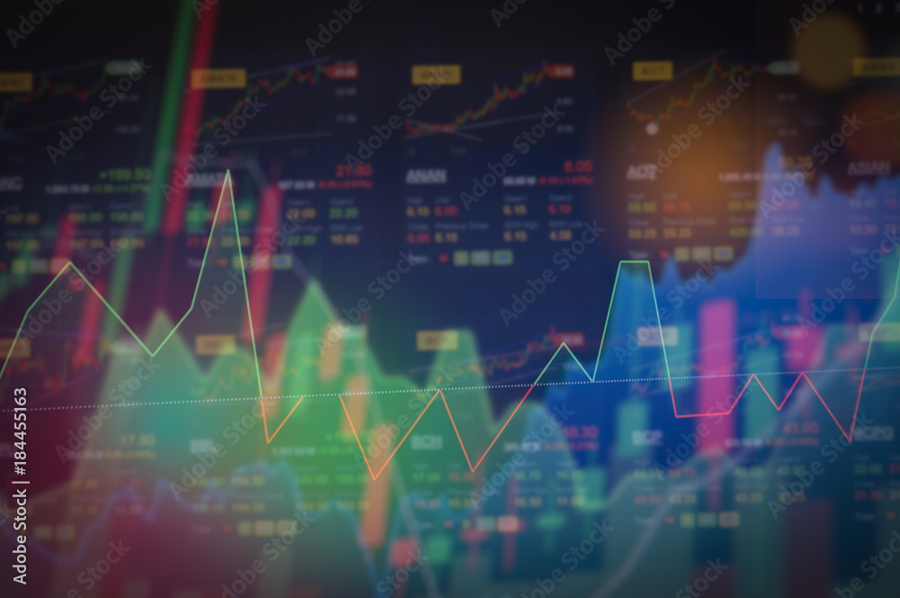 Stock market digital graph chart on LED display concept. A large ...