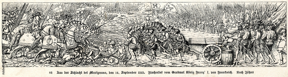 Battle of Marignano, 1515, relief from the tombstone of Francis I of ...