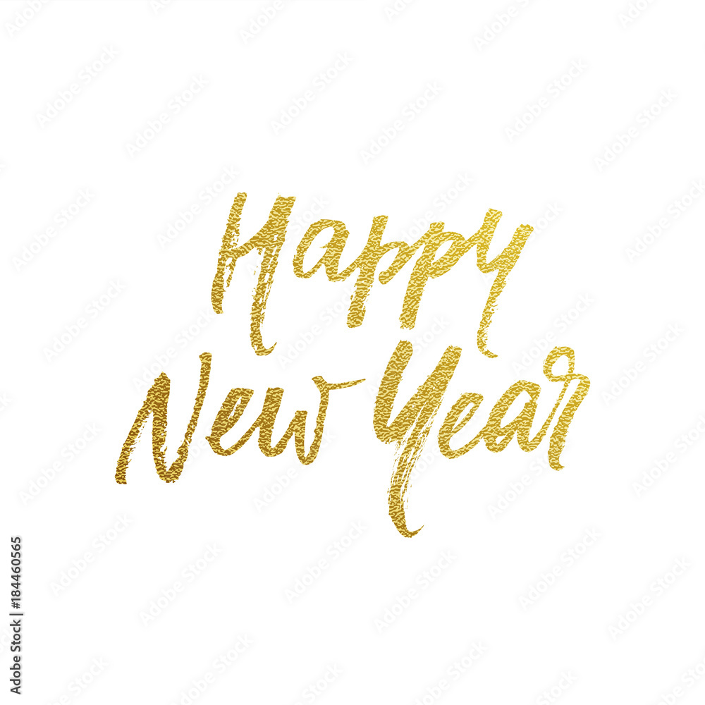 Happy New Year golden glitter calligraphy lettering font for greeting ...