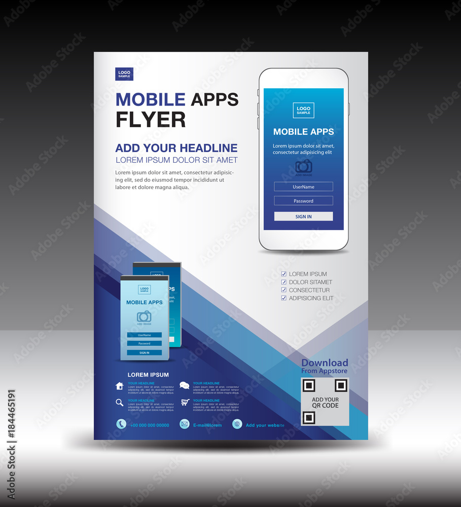 Mobile Apps Flyer template. Business brochure flyer design layout ...