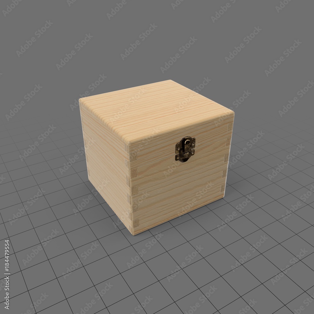 Natural wood box with latch Stock 3D asset | Adobe Stock