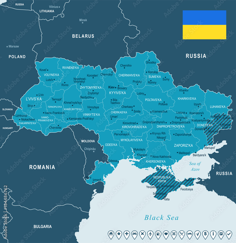 Ukraine - map and flag - Detailed Vector Illustration Stock Vector ...