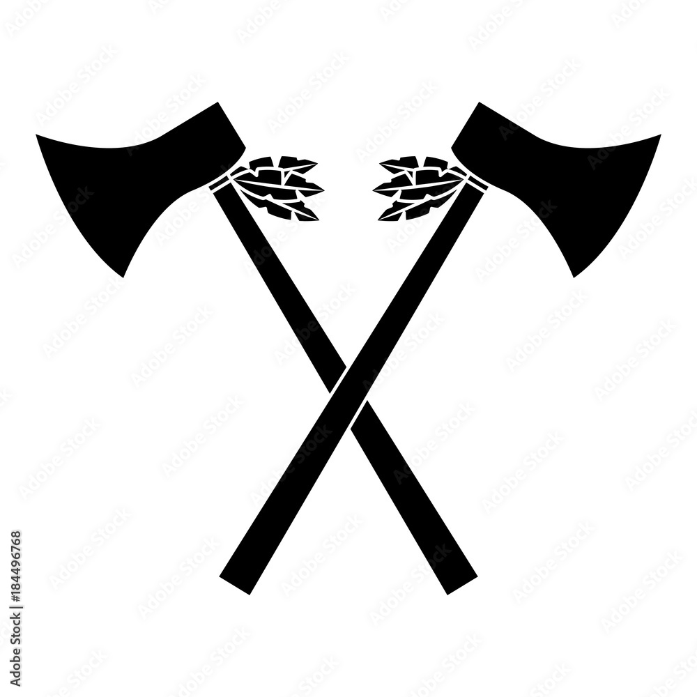 crossed pair axe native american indian weapon vector illustration ...