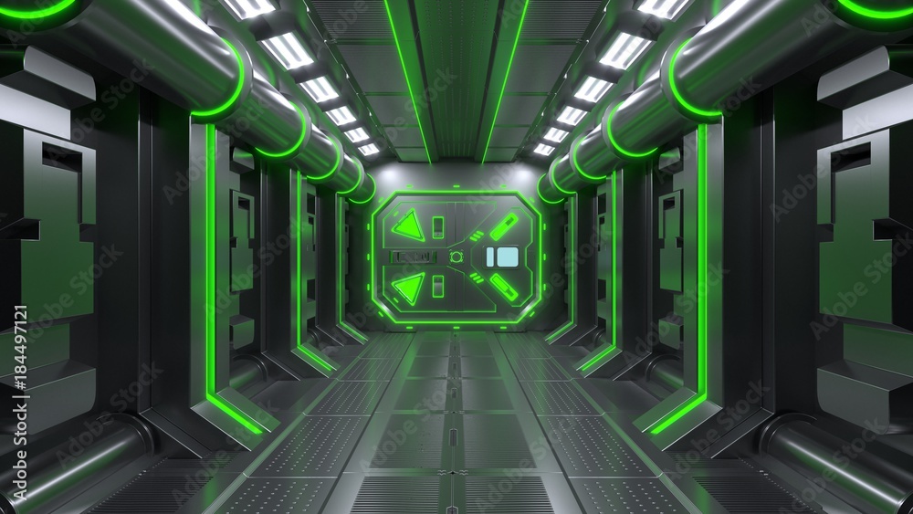 Science background fiction interior room sci-fi spaceship corridors ...