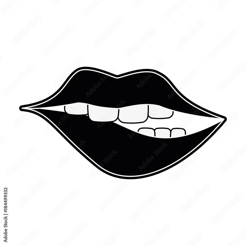 Cartoon Lips Black Design