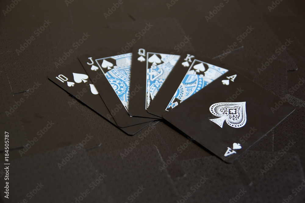 Royal Flush (oldest Straight flush) of spades poker cards combination ...