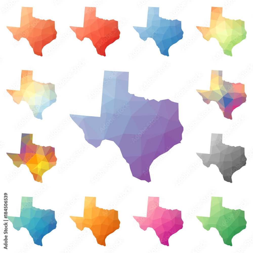 Texas geometric polygonal, mosaic style us state maps collection ...
