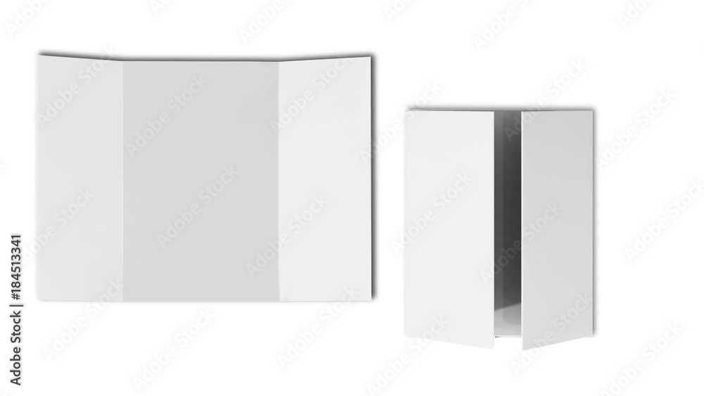 Single open gate fold brochure, 3 panel and six pages leaflet. blank ...