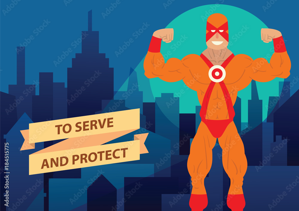 Vecteur Stock Vector cartoon image of a man superhero. Superhero in red ...