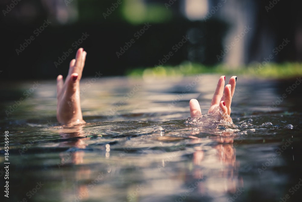 Young asian fat woman drowning in swimming pool,help me please,helping ...
