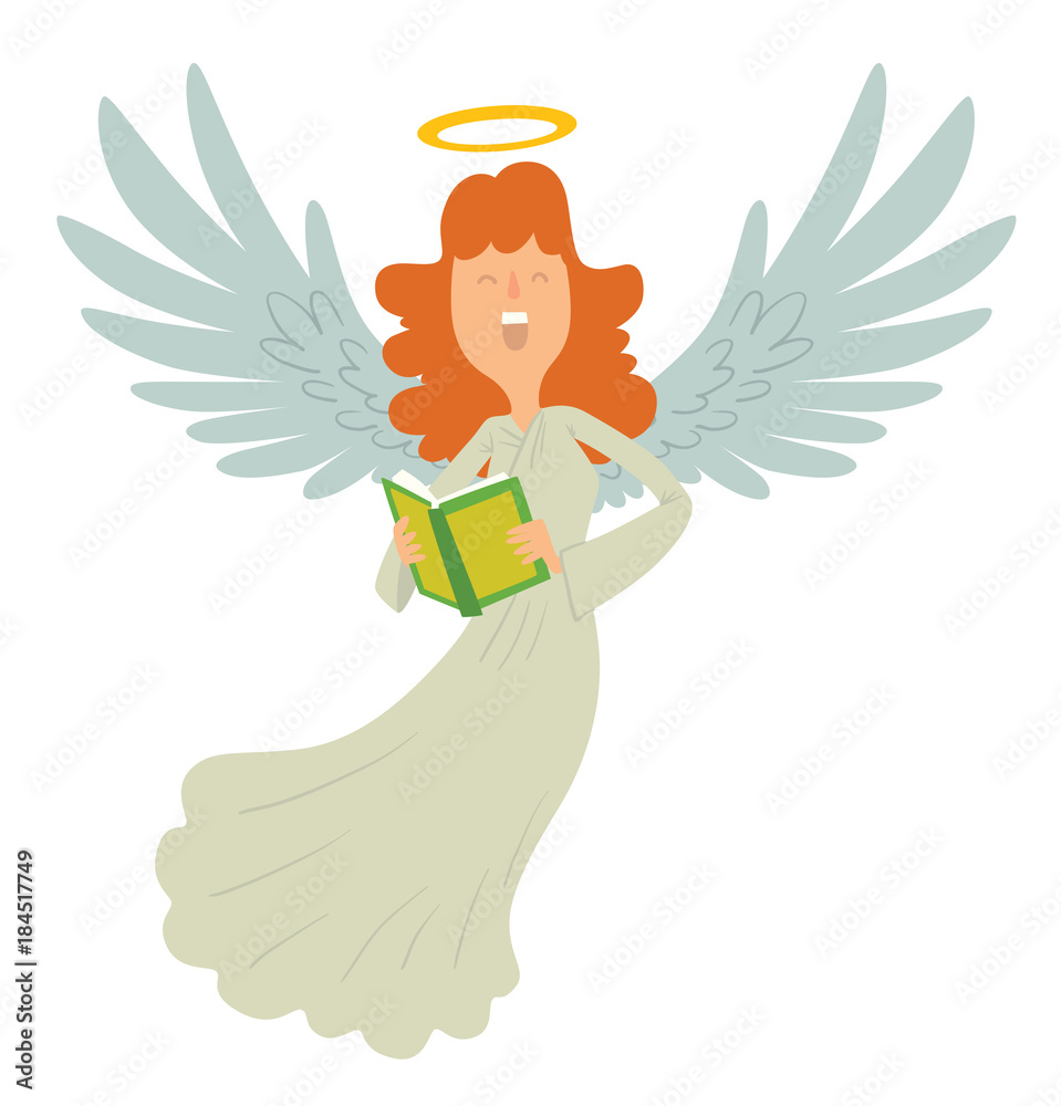 Vector cartoon image of a female angel. Female angel with orange hair ...