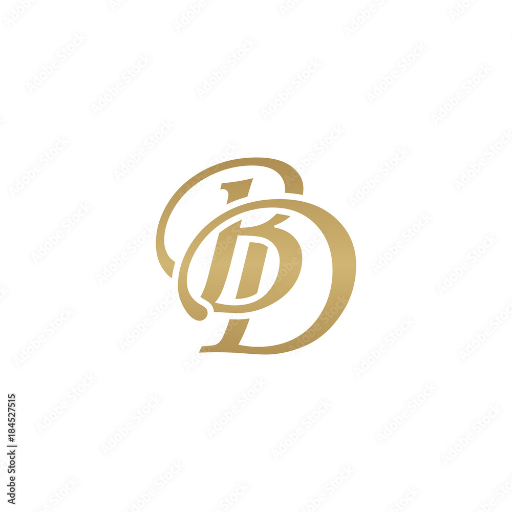 Initial letter BD, overlapping elegant monogram logo, luxury golden ...