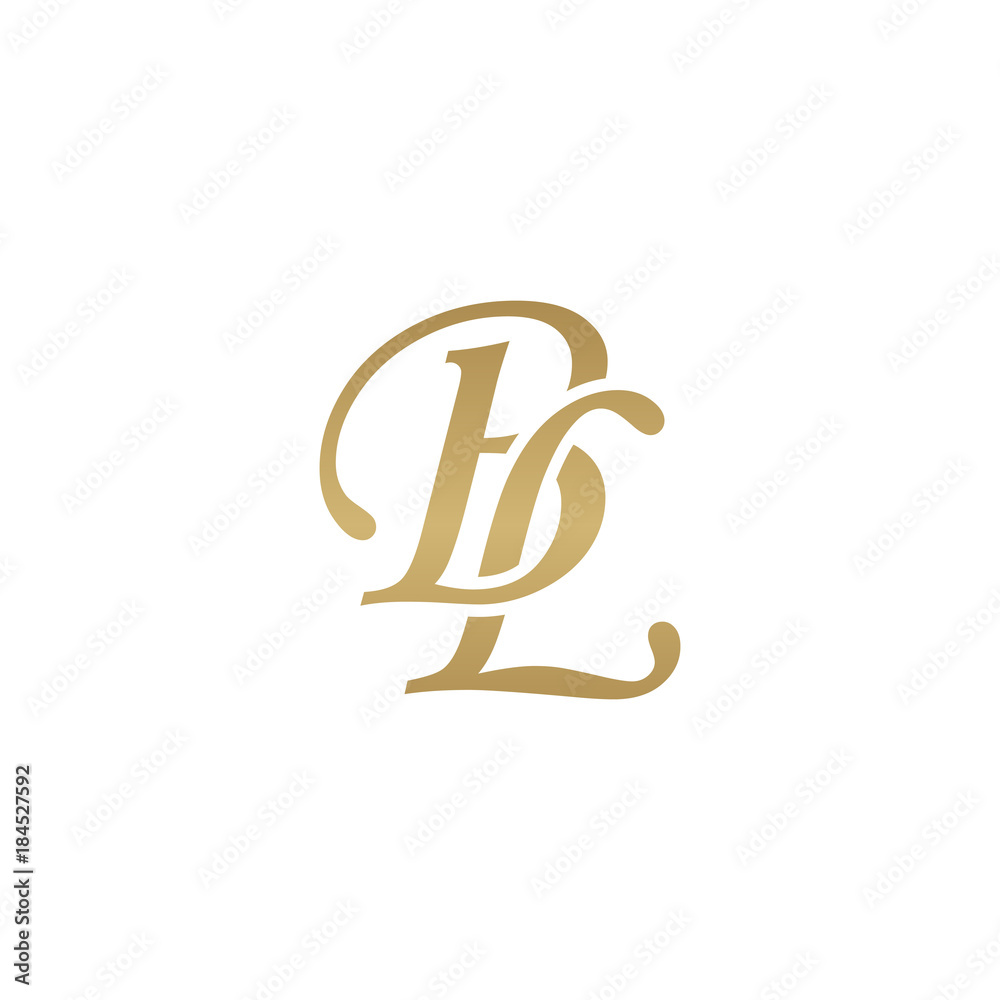 Initial letter BL, overlapping elegant monogram logo, luxury golden ...