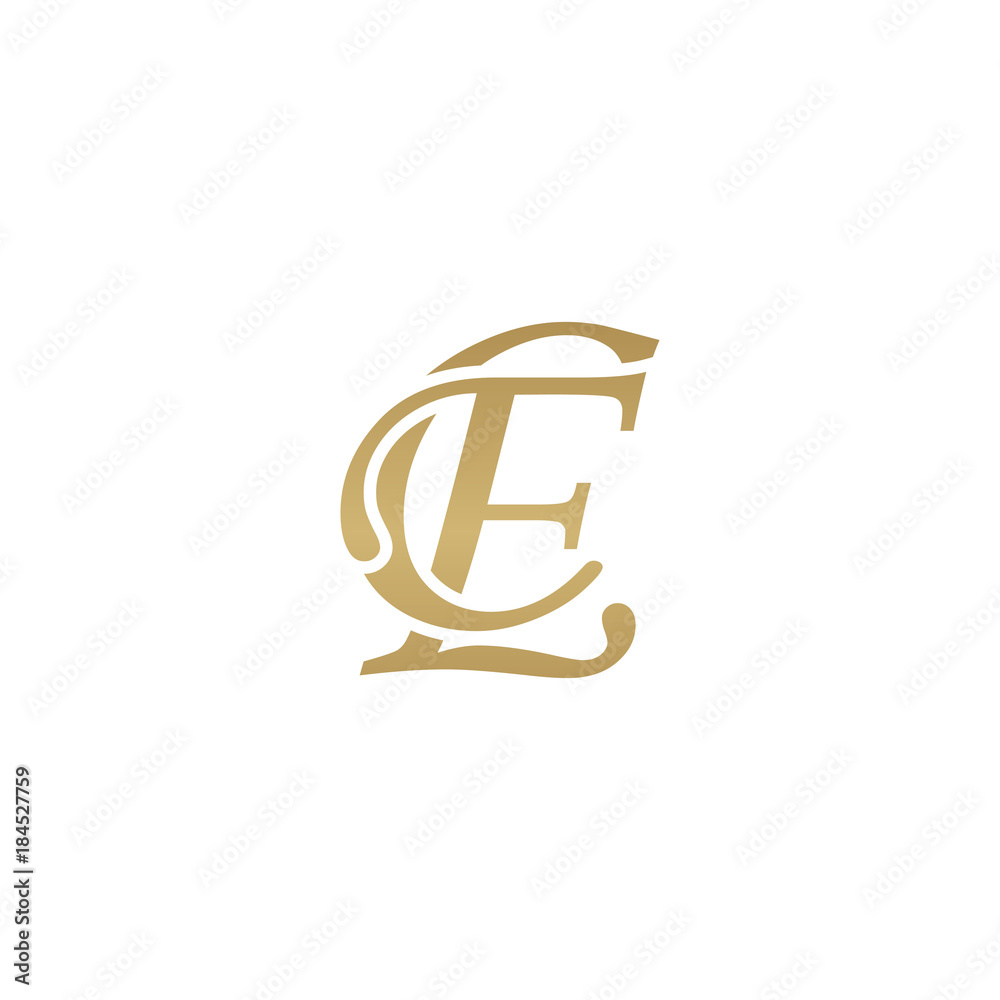Initial letter CE, overlapping elegant monogram logo, luxury golden ...