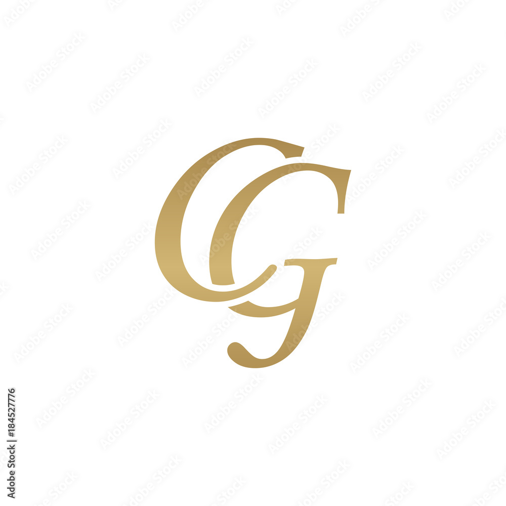 Initial letter CG, overlapping elegant monogram logo, luxury golden ...
