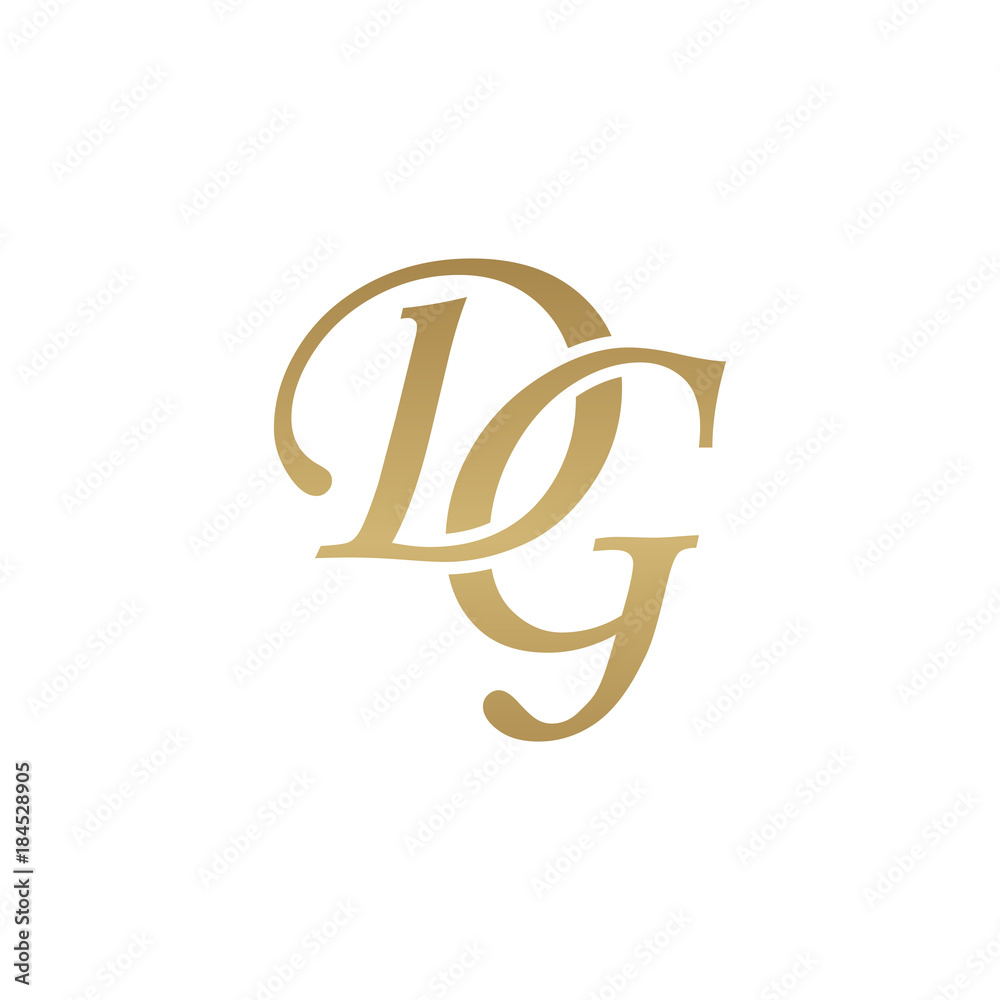 Initial letter DG, overlapping elegant monogram logo, luxury golden ...