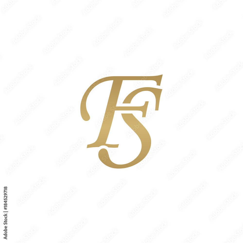 Initial letter FS, overlapping elegant monogram logo, luxury golden ...