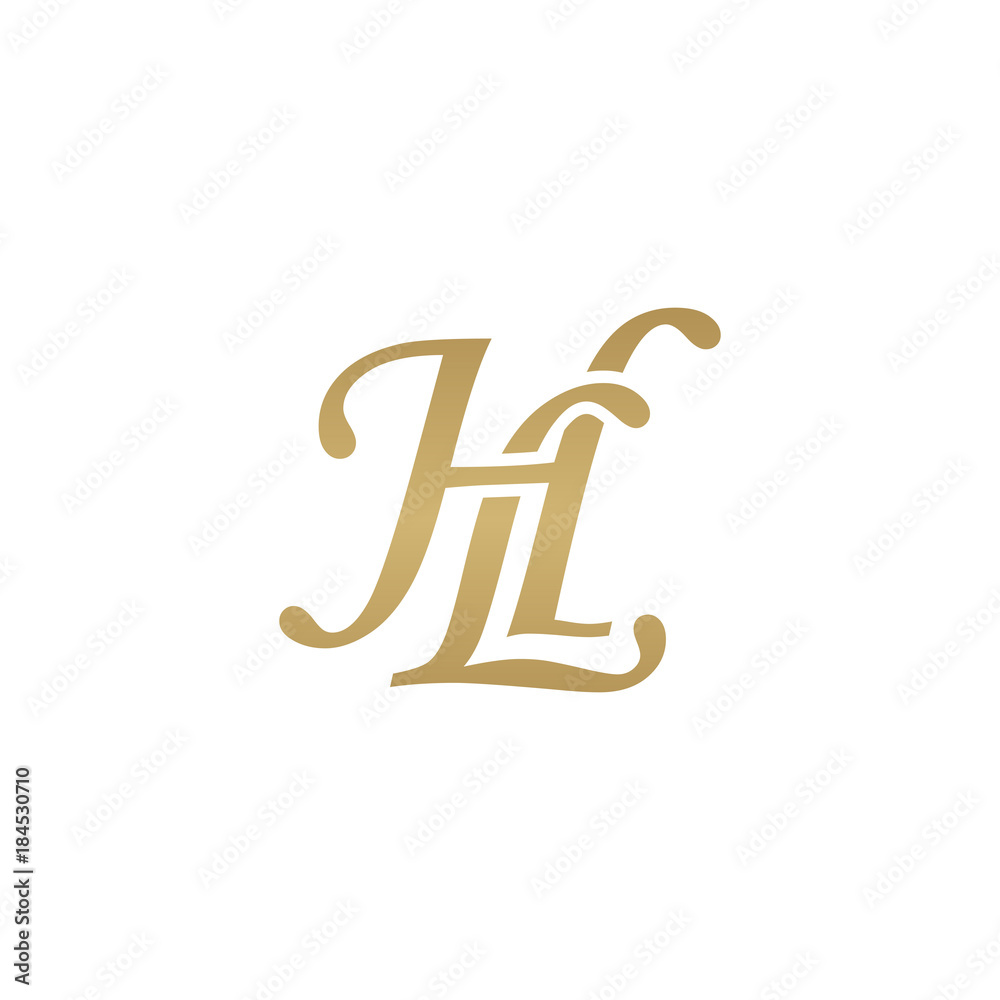 Initial letter HL, overlapping elegant monogram logo, luxury golden ...
