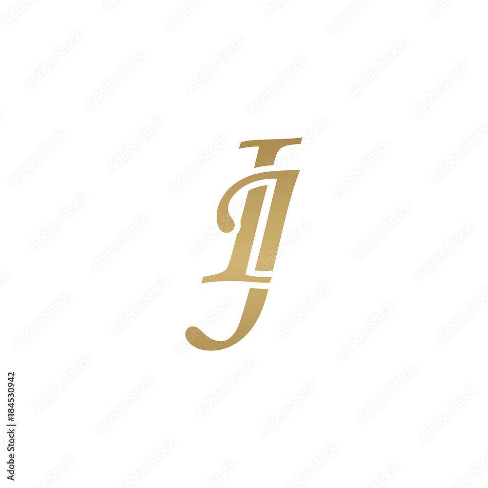 Initial letter IJ, overlapping elegant monogram logo, luxury golden ...