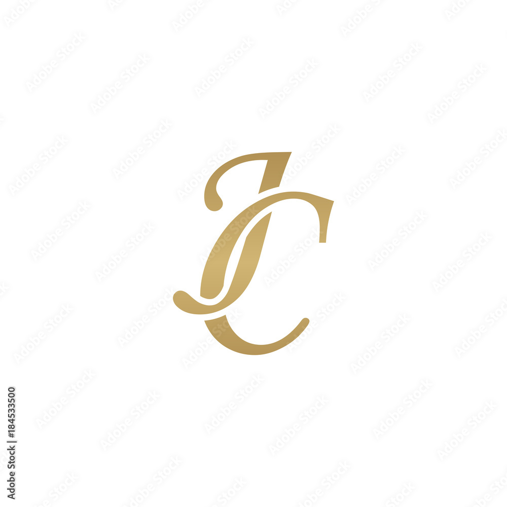 Initial letter JC, overlapping elegant monogram logo, luxury golden ...
