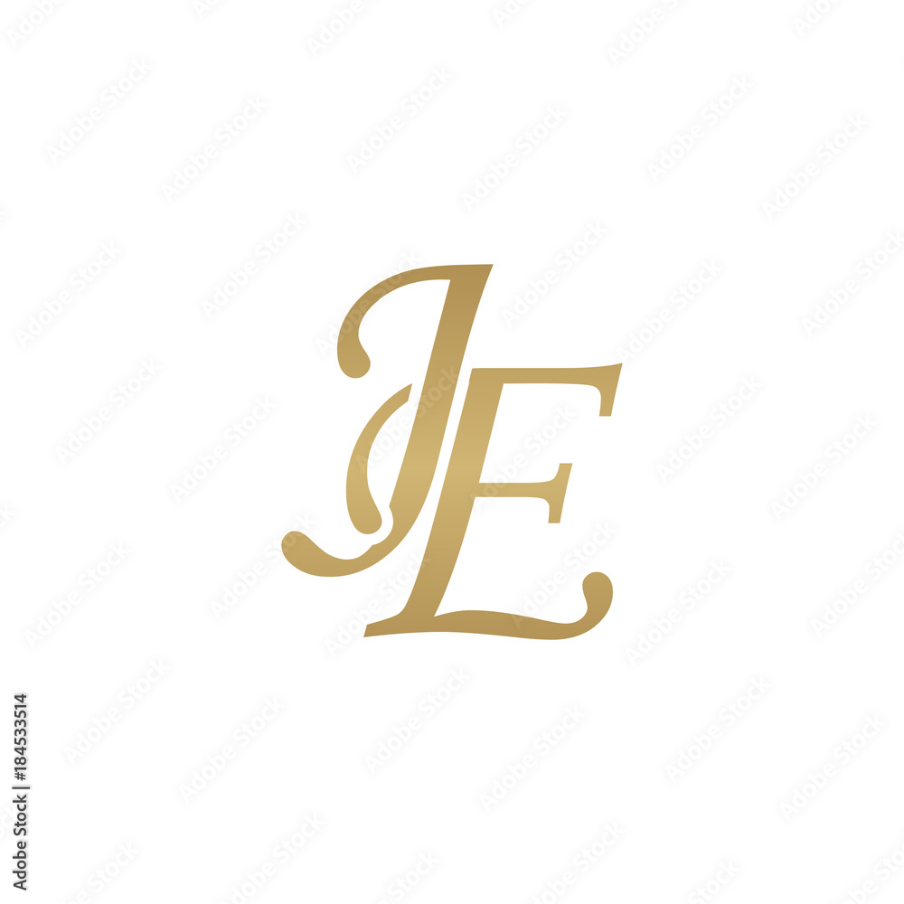 Initial letter JE, overlapping elegant monogram logo, luxury golden ...