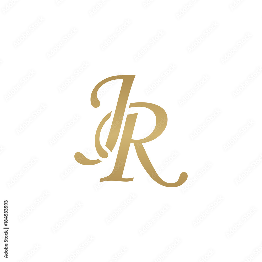 Initial letter JR, overlapping elegant monogram logo, luxury golden ...