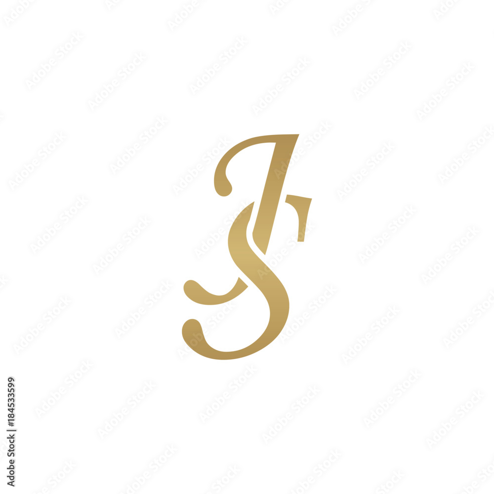 Initial letter JS, overlapping elegant monogram logo, luxury golden ...