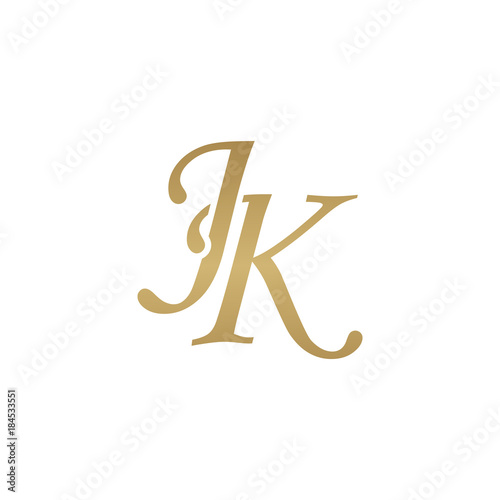 Initial letter JK, overlapping elegant monogram logo, luxury golden ...