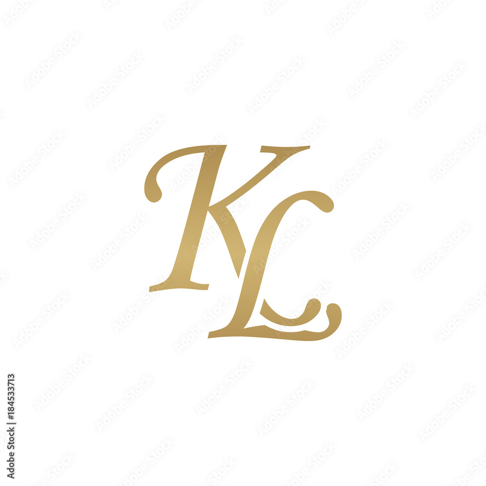 Initial letter KL, overlapping elegant monogram logo, luxury golden ...