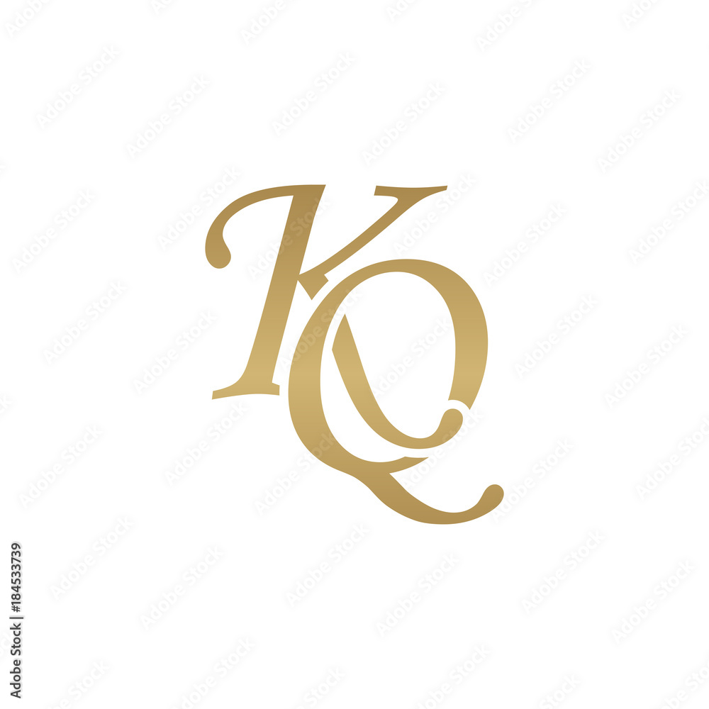 Initial letter KQ, overlapping elegant monogram logo, luxury golden ...