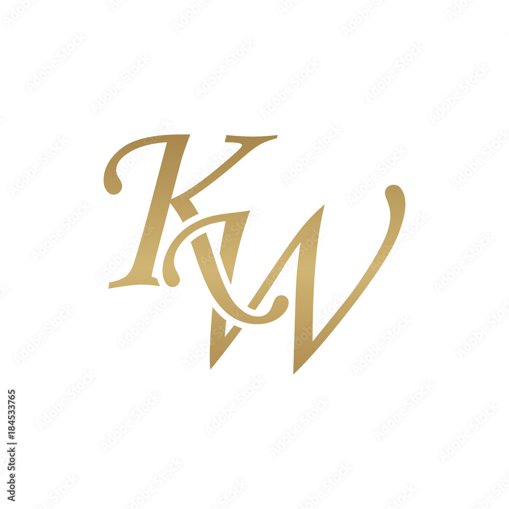 Initial letter KW, overlapping elegant monogram logo, luxury golden ...